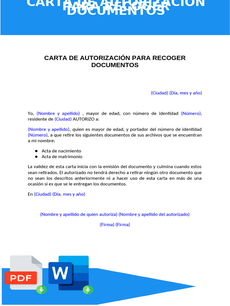 Carta de Autorización para Recoger Documentos | PDF