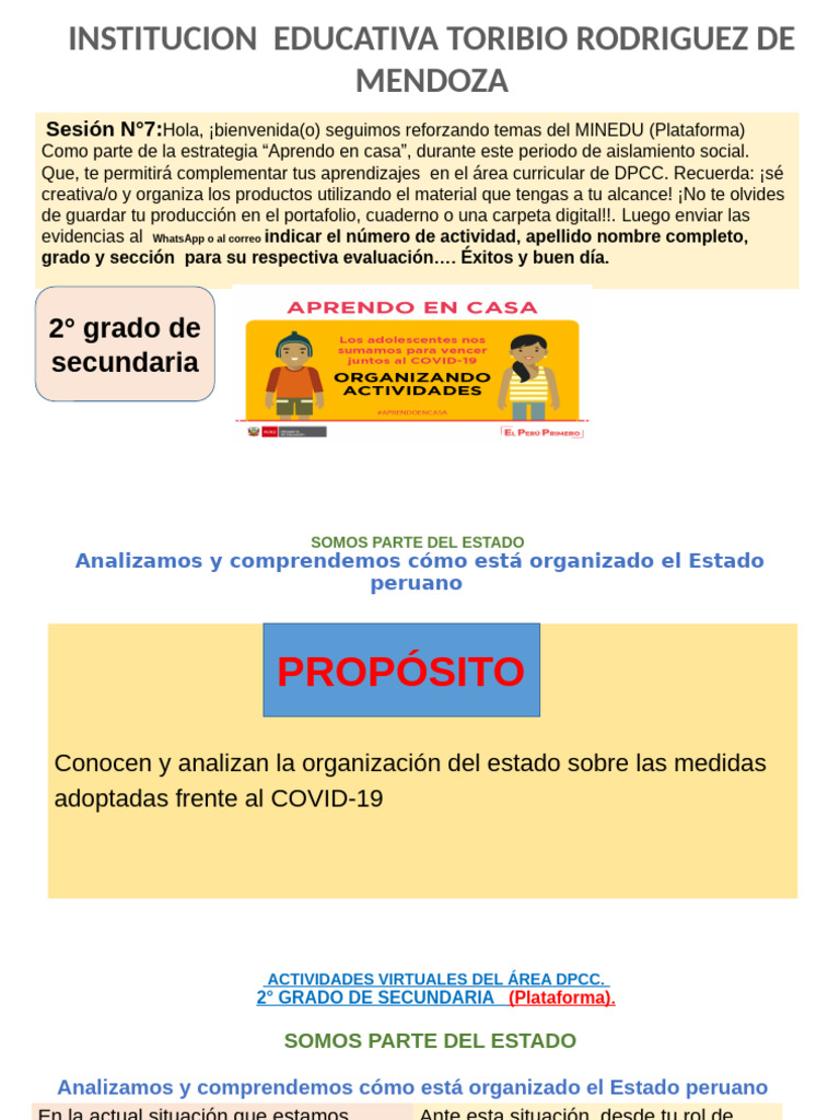 7ma Sesion DPCC 2do Secundaria | PDF | Estado (política) | Perú