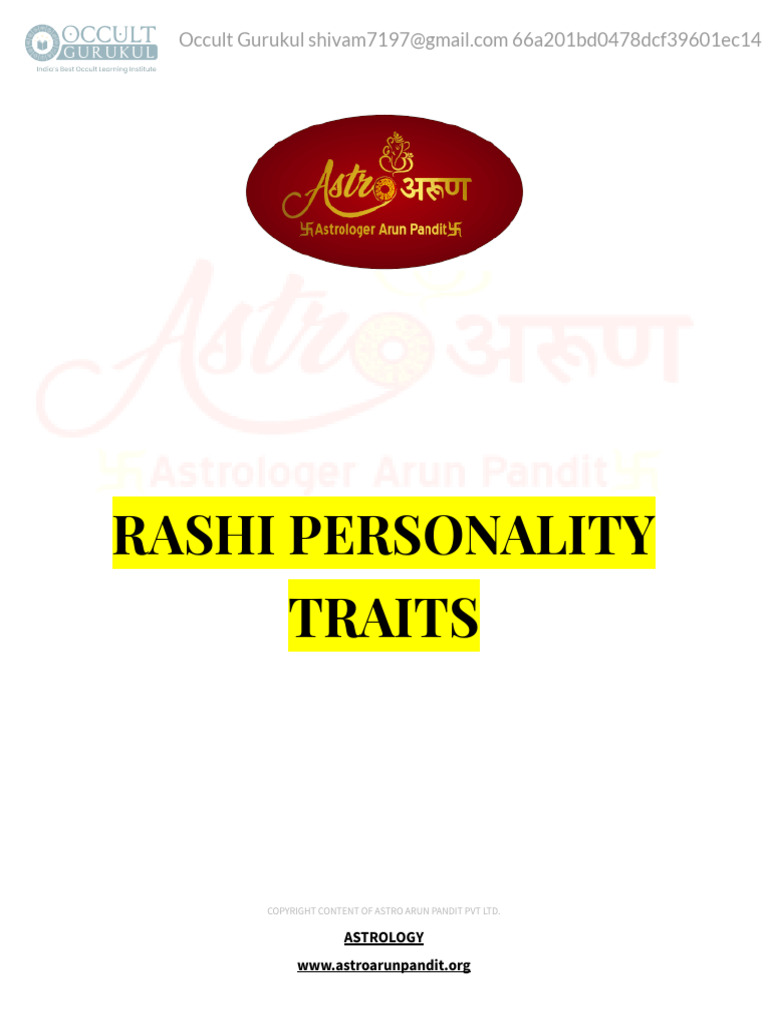 Rashi Personality Traits - Astrology Notes by AAP | PDF | Hindu ...