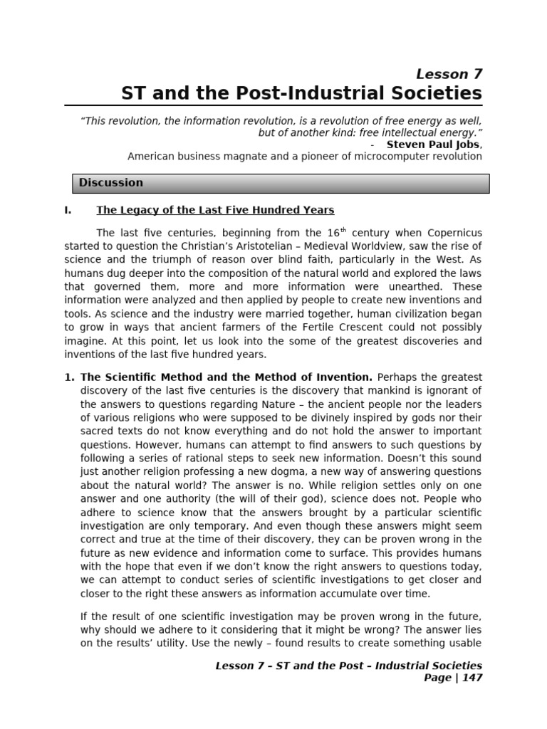 Post-Industrial Society Insights | PDF | Information Age | Science