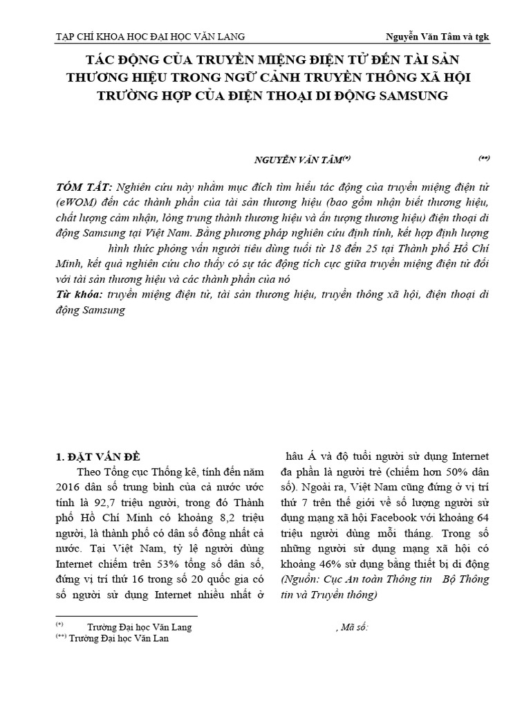 Tac Dong Cua Truyen Mieng Dien Tu Den Tai San Thuong Hieu | PDF