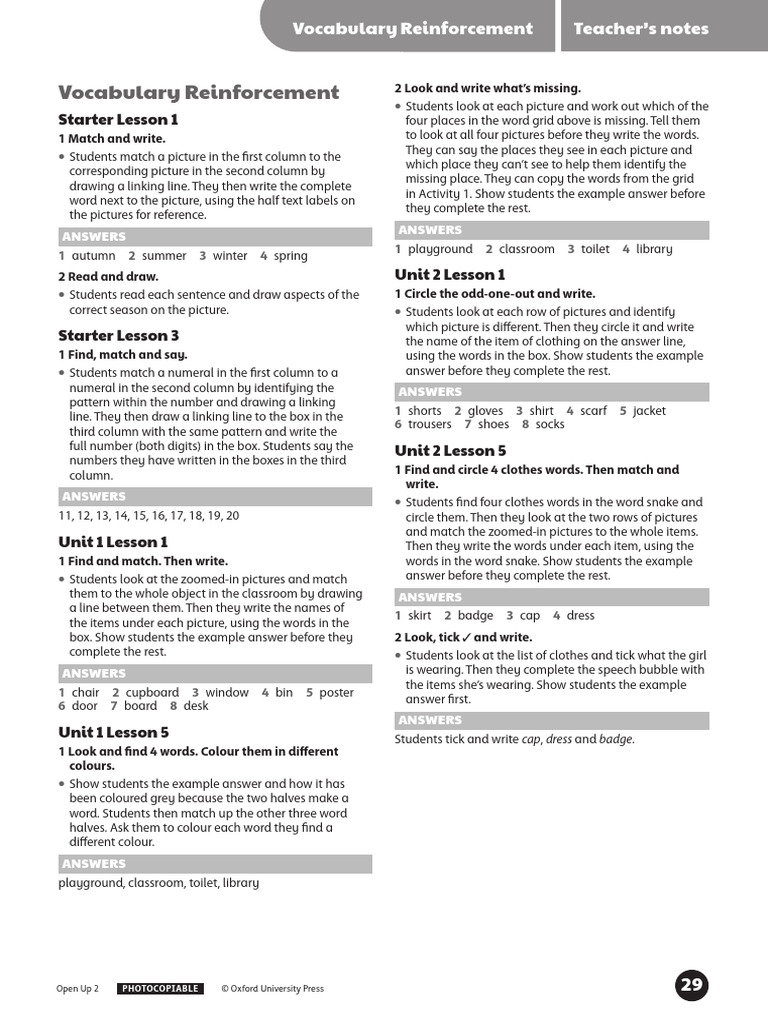 OU2 Mixed Ability Vocab Worksheets TNotes | PDF
