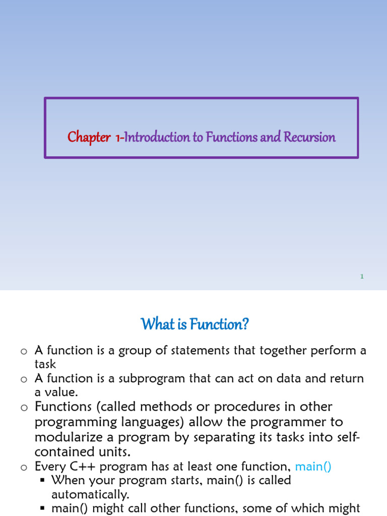 Functions and Introduction To Recursion | PDF | Namespace | Systems Architecture