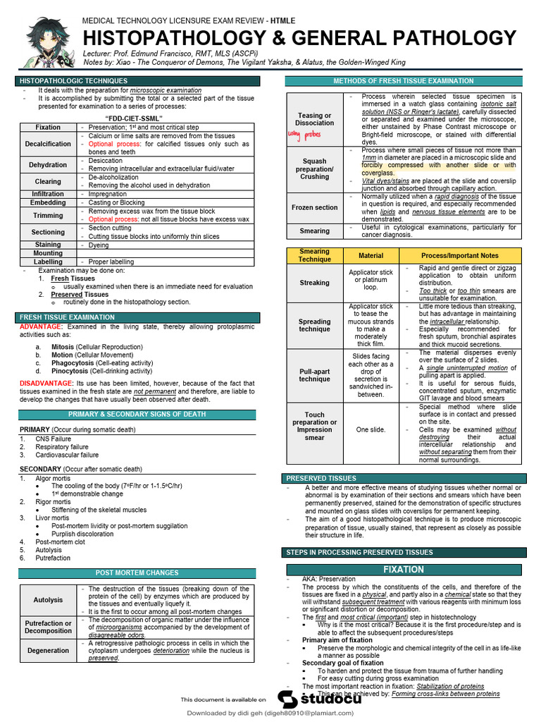 Histopath - Xiao | PDF | Fixation (Histology) | Histology