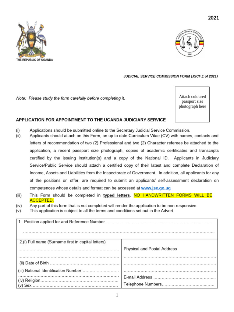 4 Jsc Application Form No 1 of 2021 0 | PDF | Government | Justice