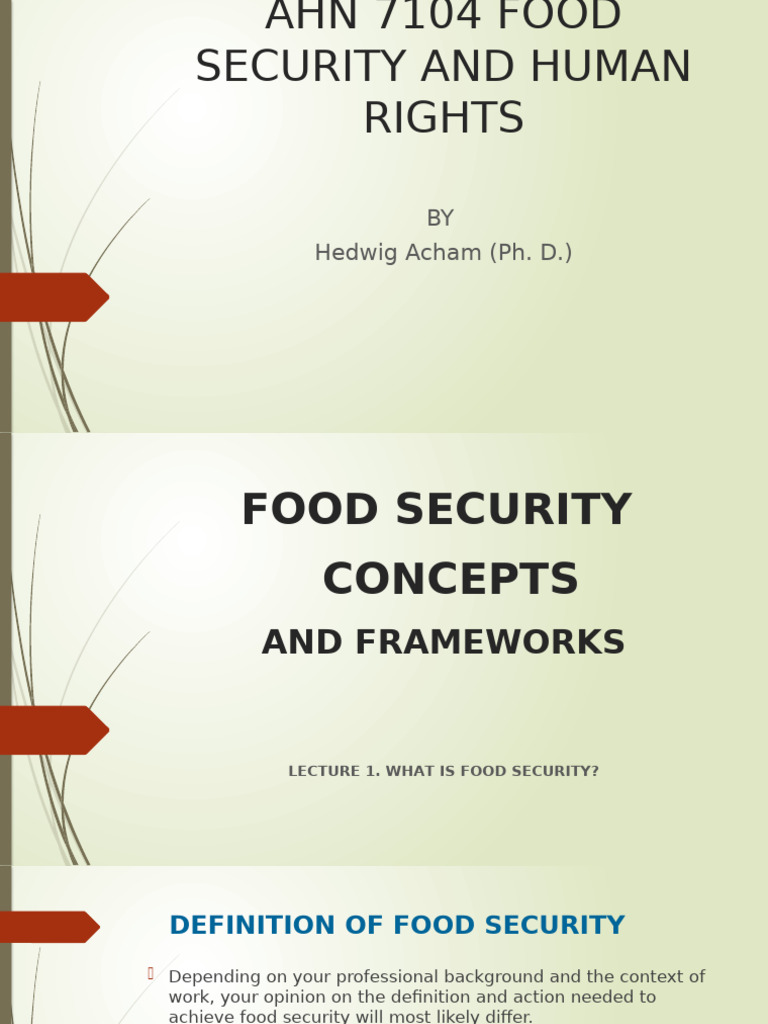 1.1 Lecture 1 - What Is Food Security | PDF | Food Security | Economies