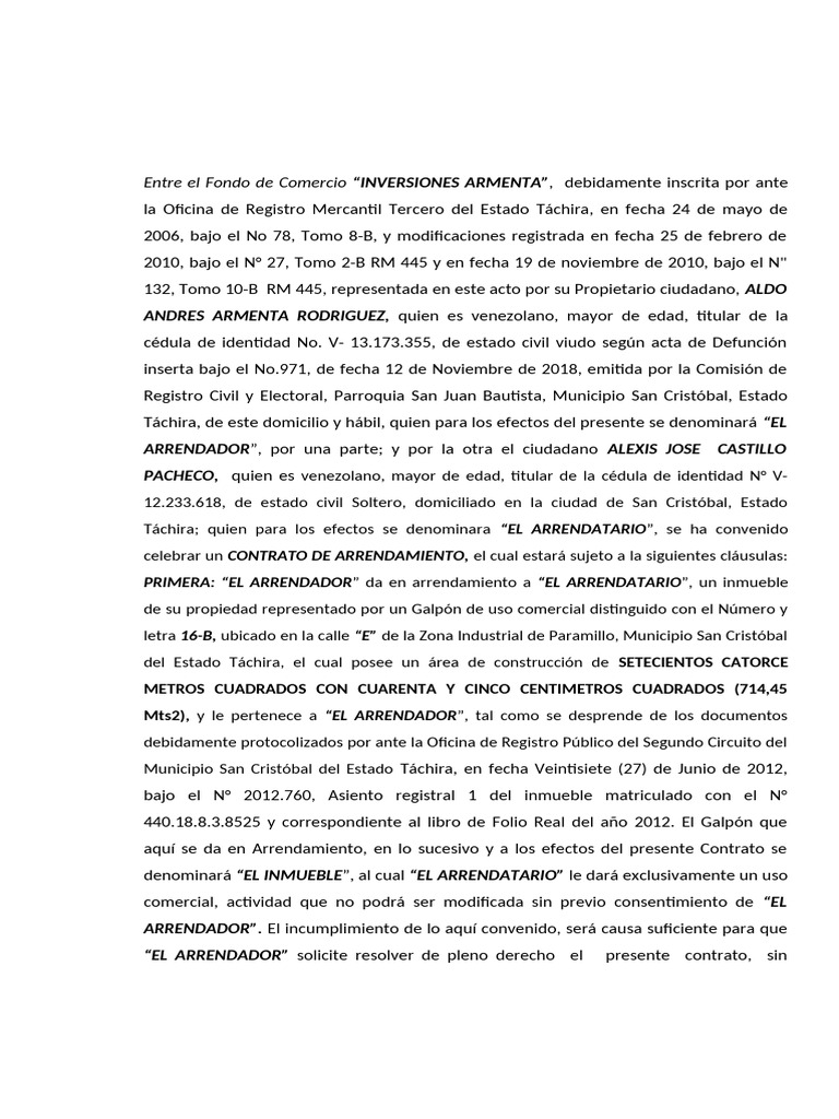 Contrato Armenta Alexis | PDF | Póliza de seguros | Daños y perjuicios