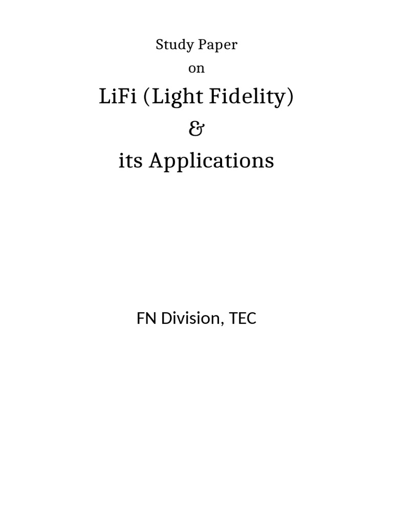 Lifi Study Paper - Approved | PDF | Radio | Light Emitting Diode