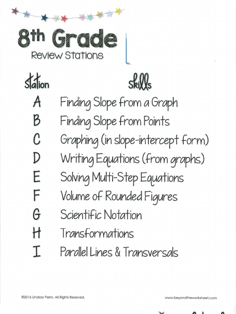 PA 8th Grade Review Stations LP | PDF