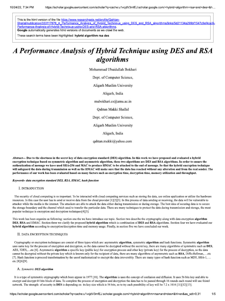 Des and Rsa | PDF
