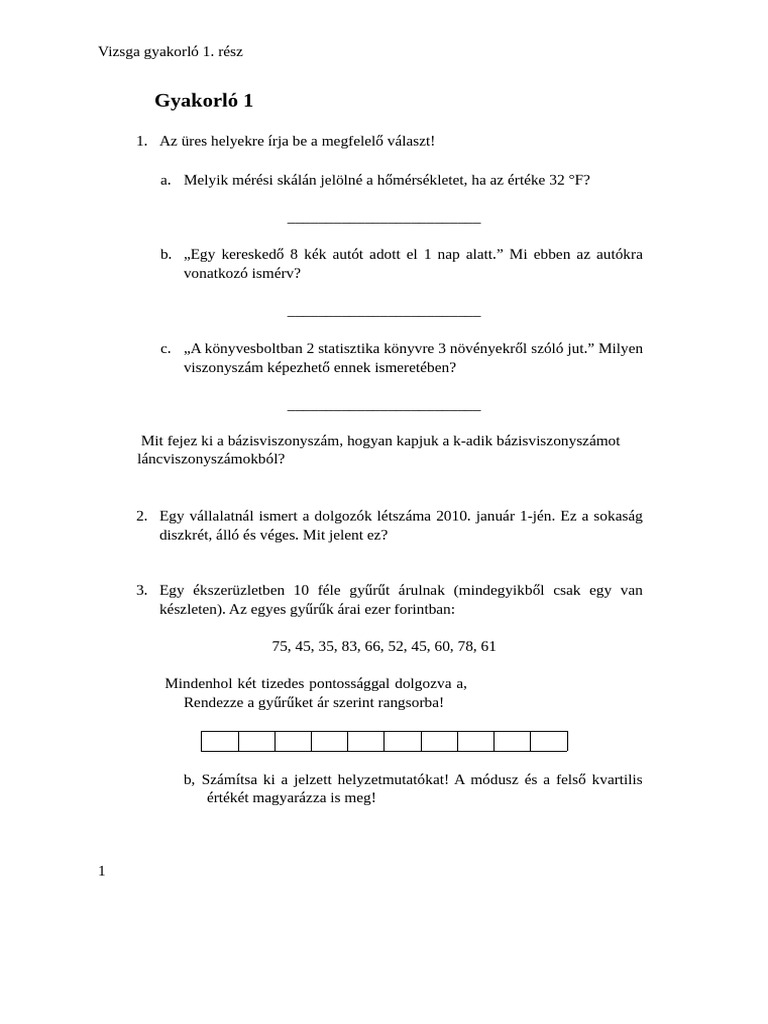 Vizsga Gyakorló Feladatok 2025.04.25 | PDF