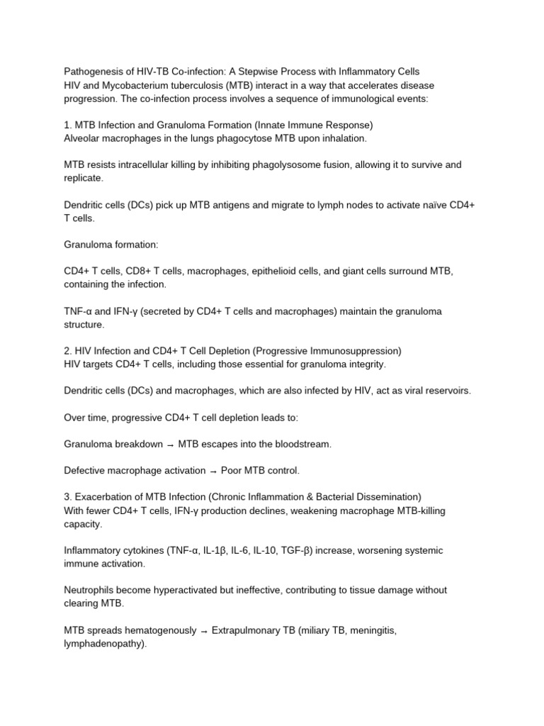 Pathogenesis of HIV-TB Co-infection- A Stepwise Process with ...