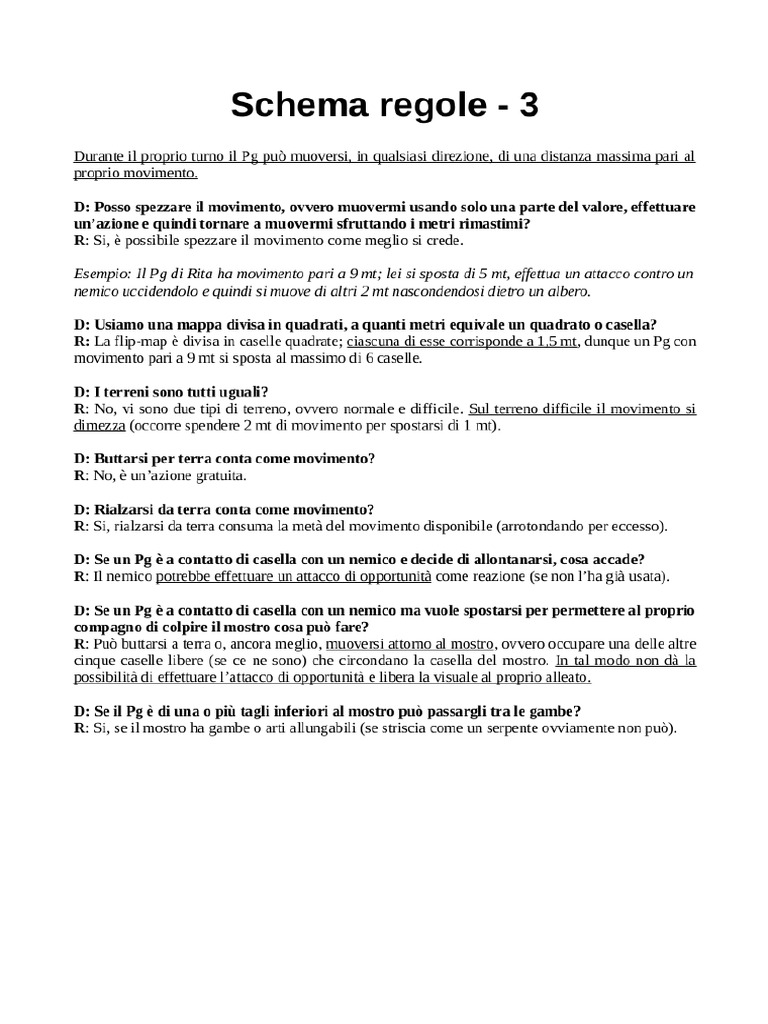 D&D FAQ - Schemino Delle Regole Base 3 | PDF