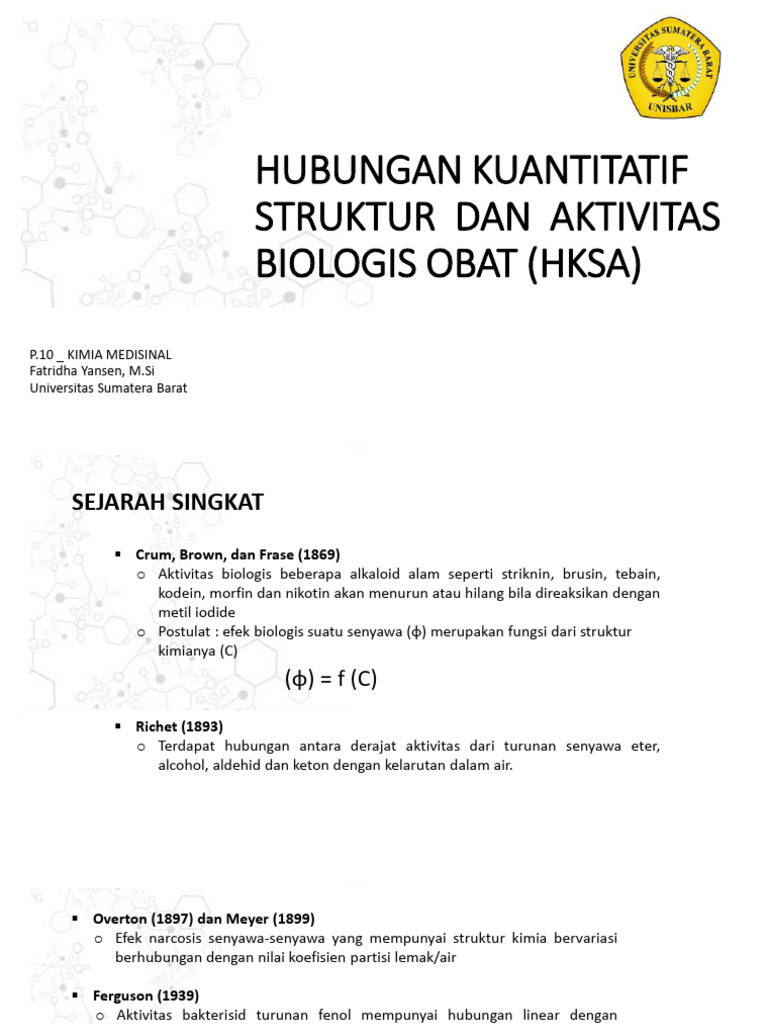 Hubungan Kuantitatif Struktur Aktivitas (Hksa) | PDF