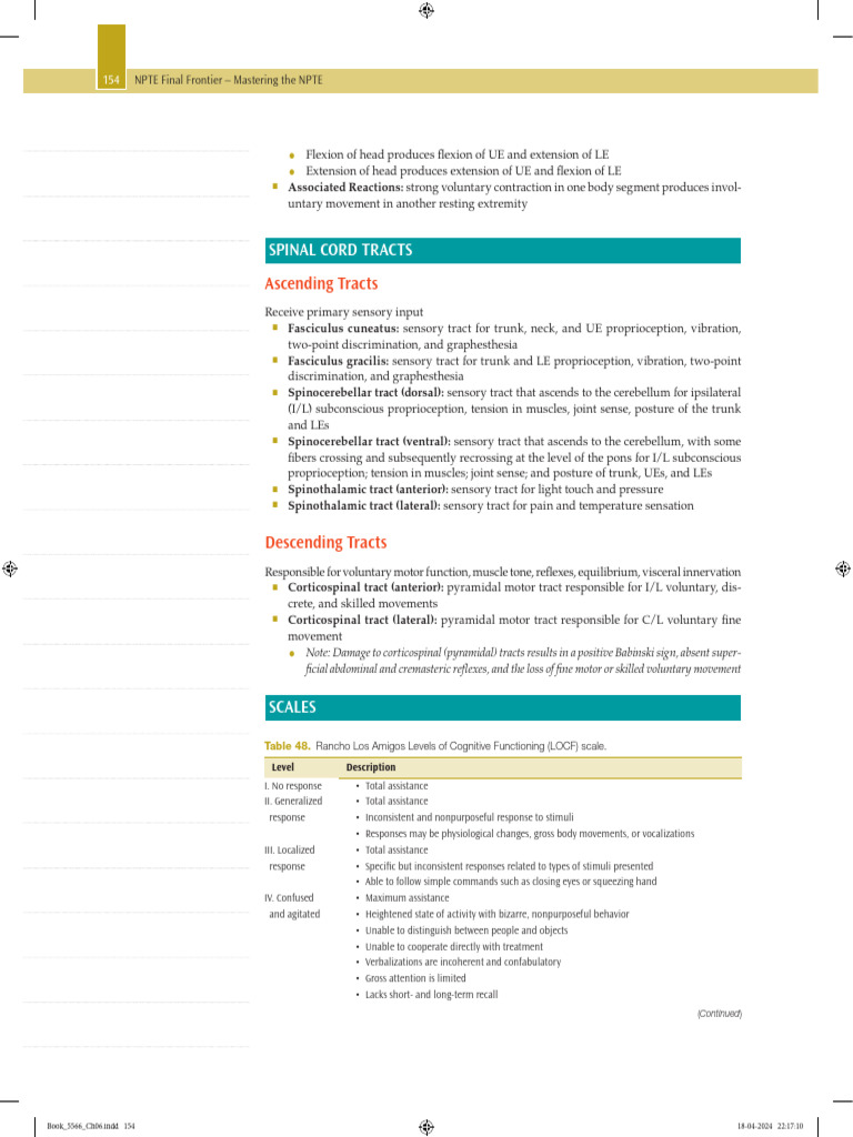 TBI and GCS Scale NPTEFF Book Chapter 6 Page 154-156 | PDF | Spinal ...