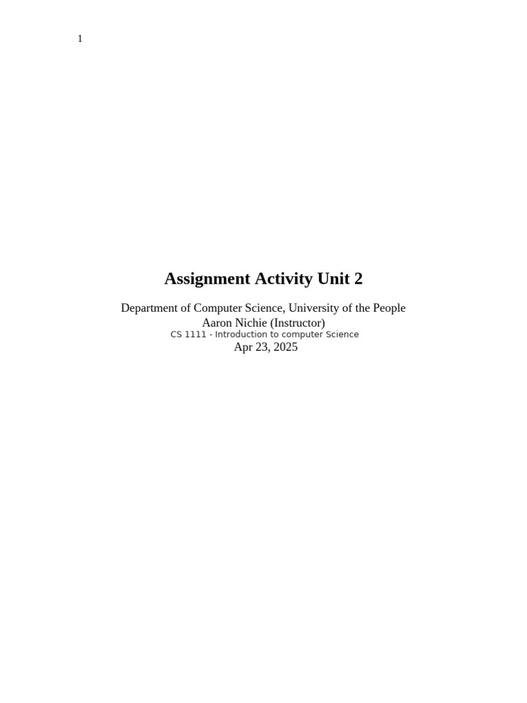 Assignment Activity Unit 2 | PDF | Character Encoding | Binary Coded ...