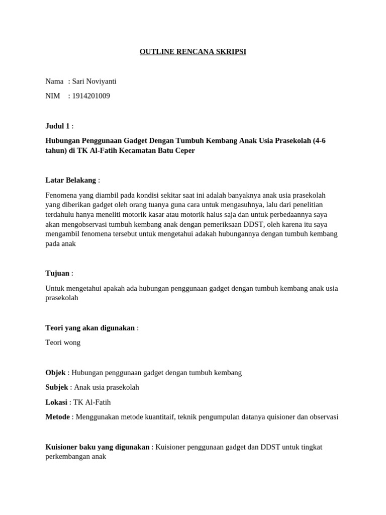 Outline Rencana Skripsi | PDF