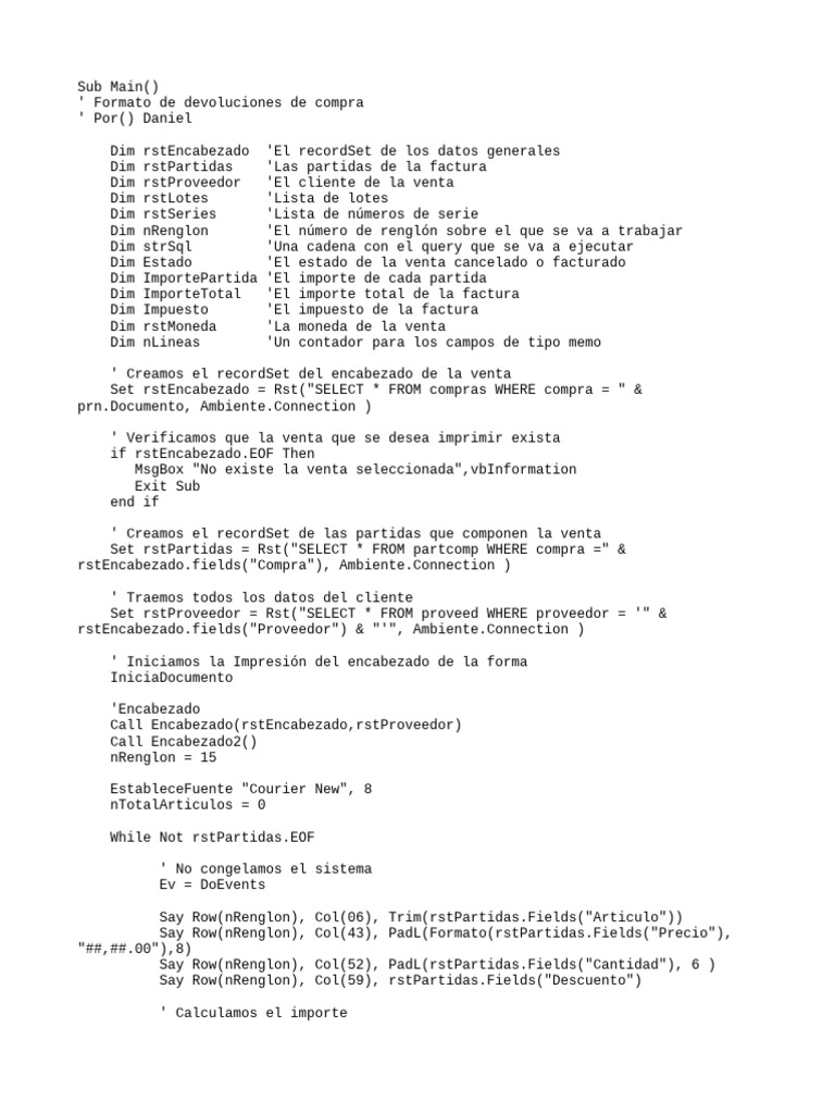 Formato de Devoluciones de Compra | PDF