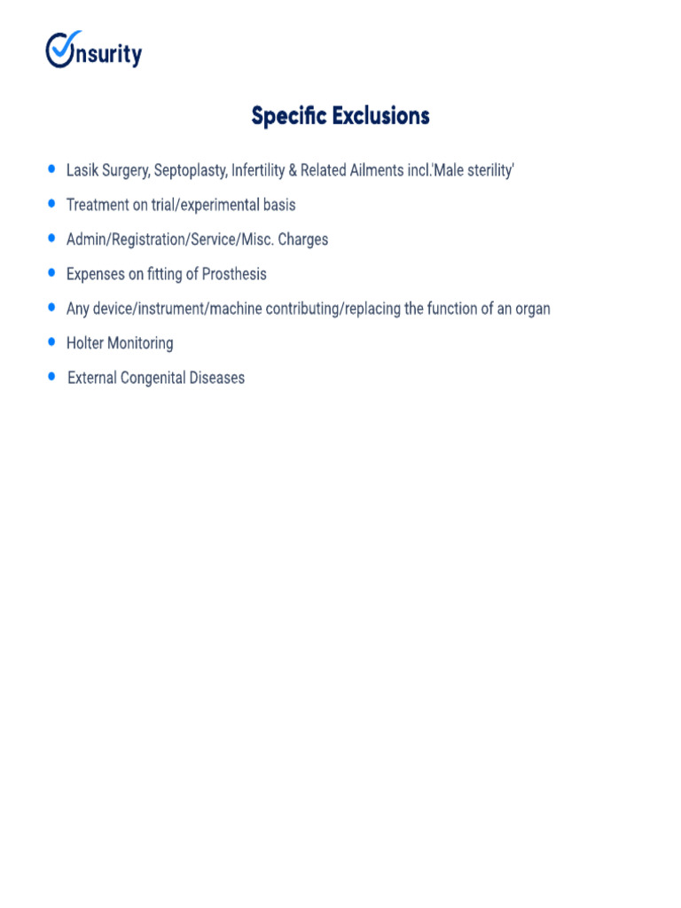 Specific Exclusions List | PDF