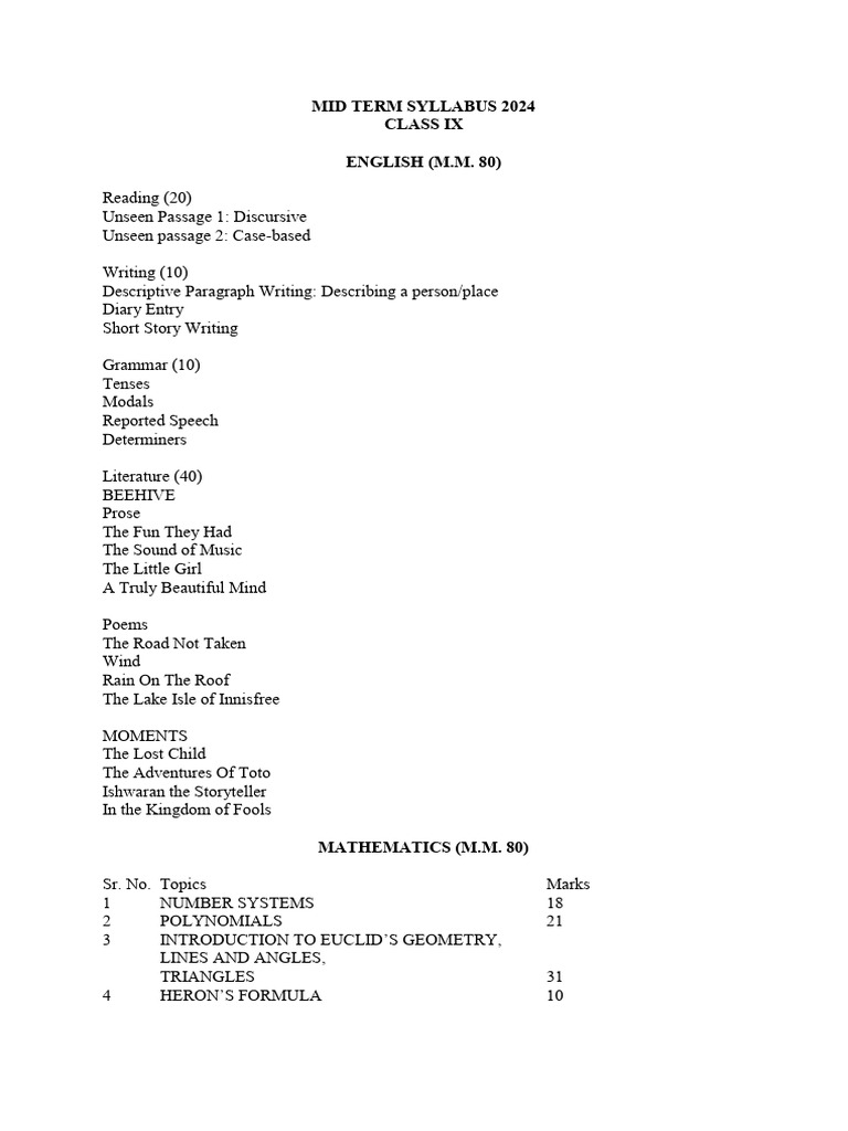 Syllabus IX Mid Term 2024 25 | PDF | Japanese Language | Adverb