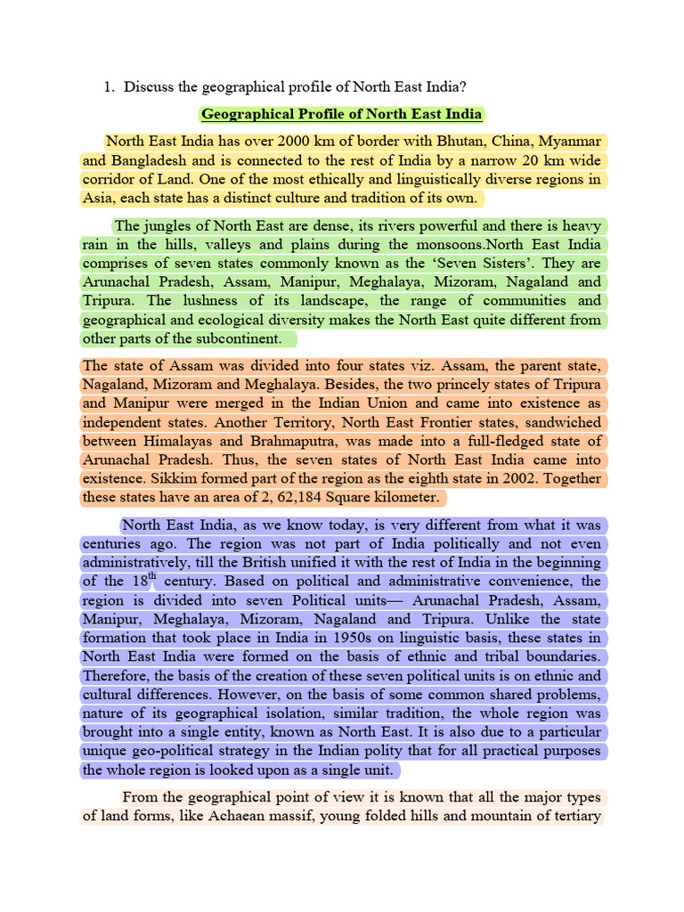 Geographical Profile of North East | PDF | Earth Sciences | Physical ...