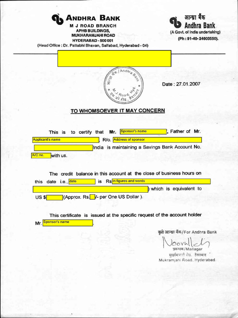 14. Bank Certificate Sample | PDF