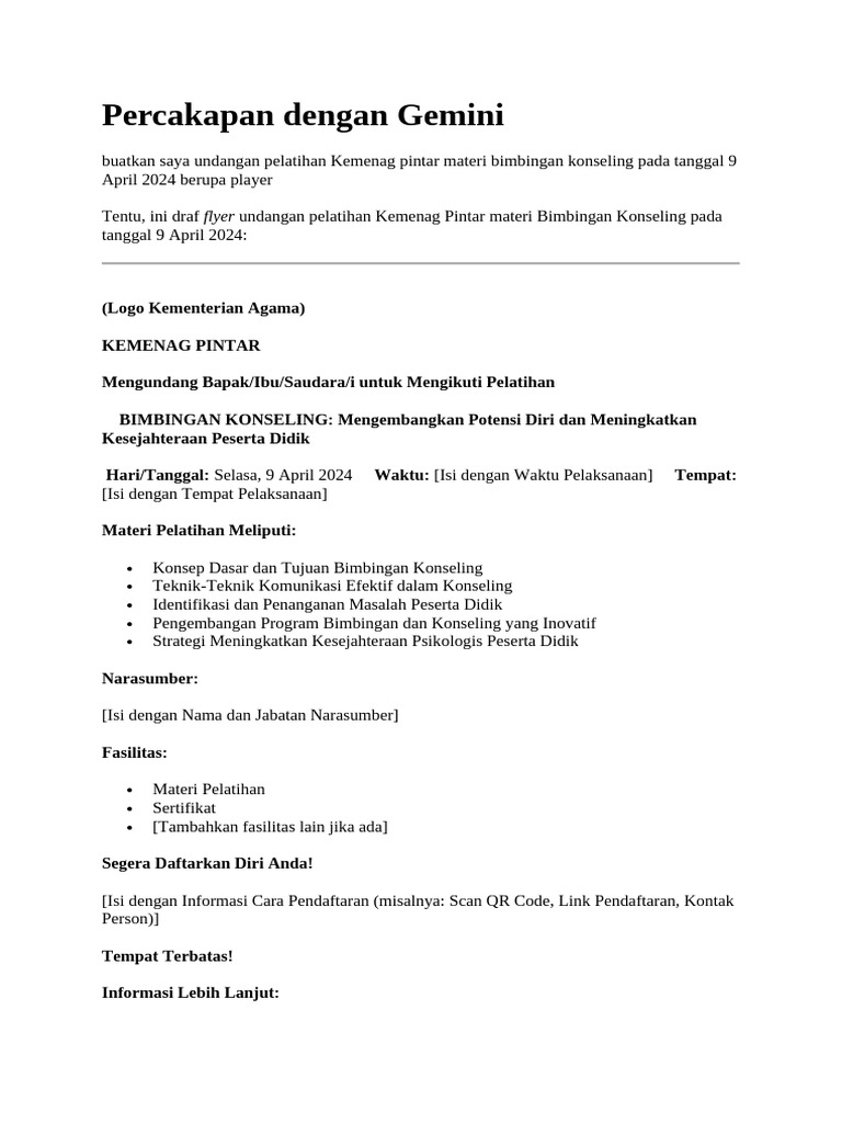 Undangan Pelatihan BK | PDF