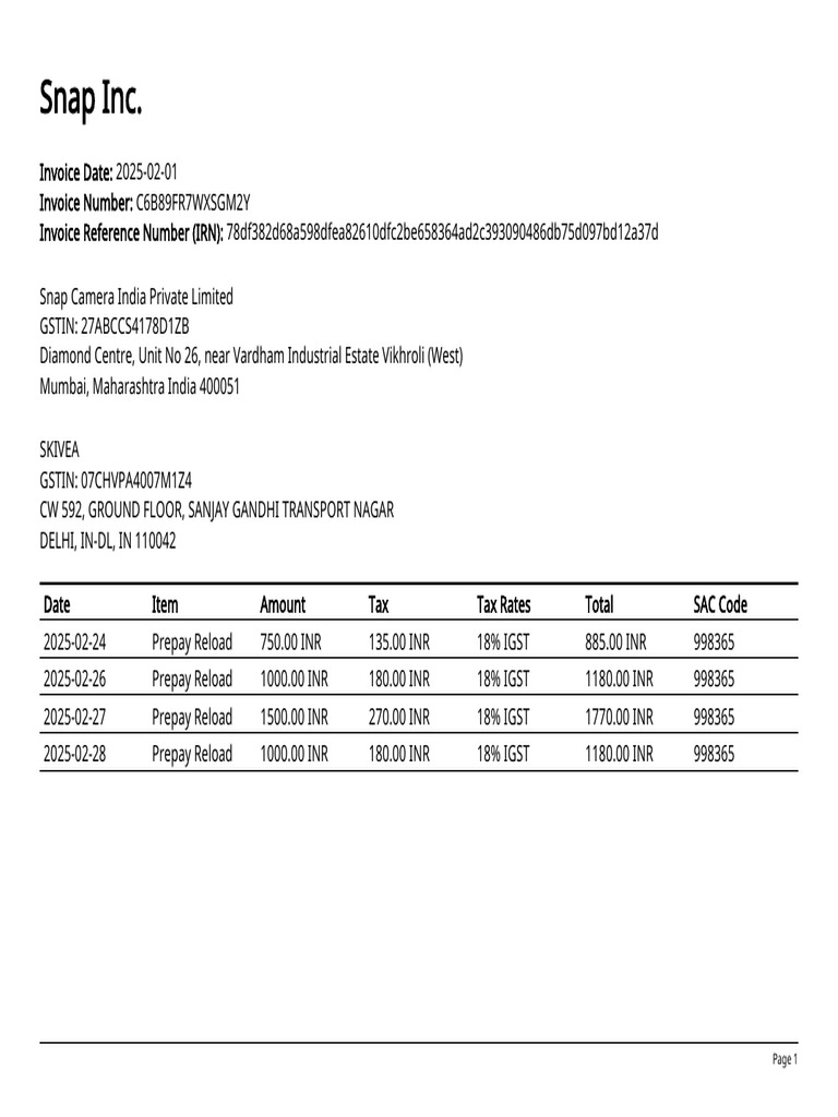 Prepay Monthly Invoice 2025-02-01 | PDF