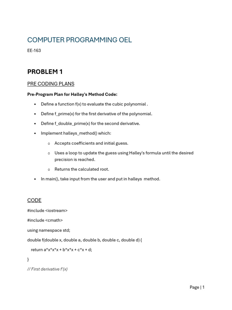 Computer Programming Oel Abdullah | PDF | Polynomial | Abstract Algebra