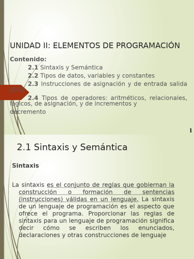 II Unidad Elementos de La Programacion | PDF | Lenguaje de programación | Tipo de datos