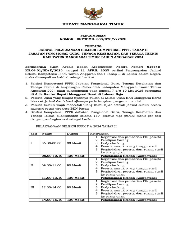 Pengumuman Dan Jadwal PPPK Tahap 2 Terbaru | PDF