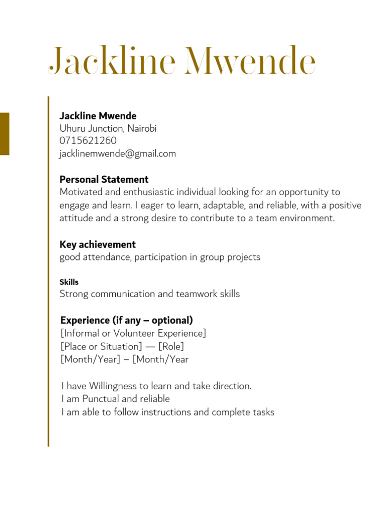 Jackline Mwende CV | PDF