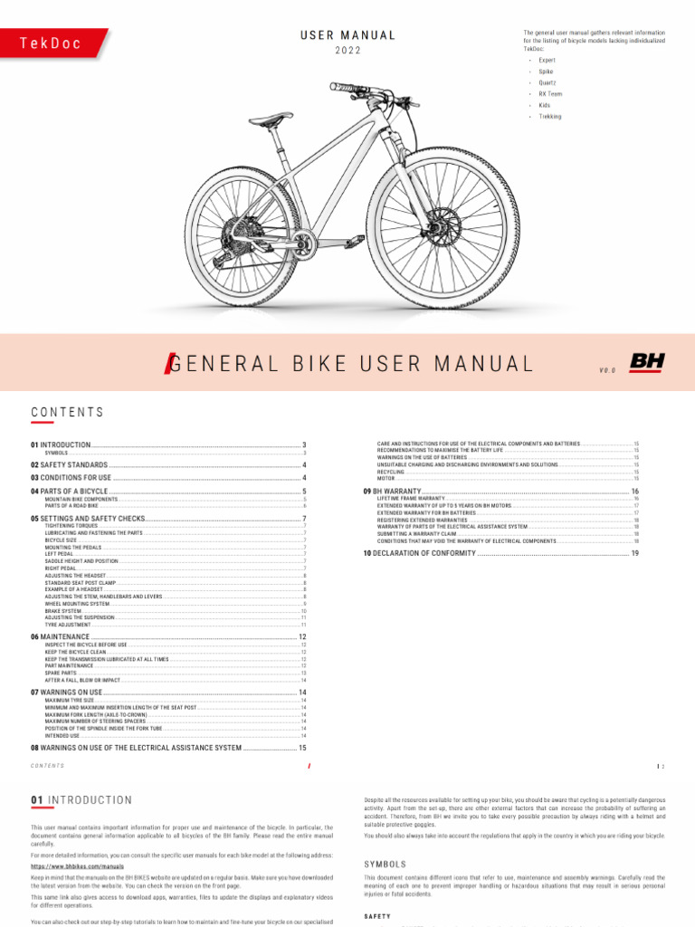 Eng BH Manu General Bike 2022 | PDF | Tire | Mechanical Engineering