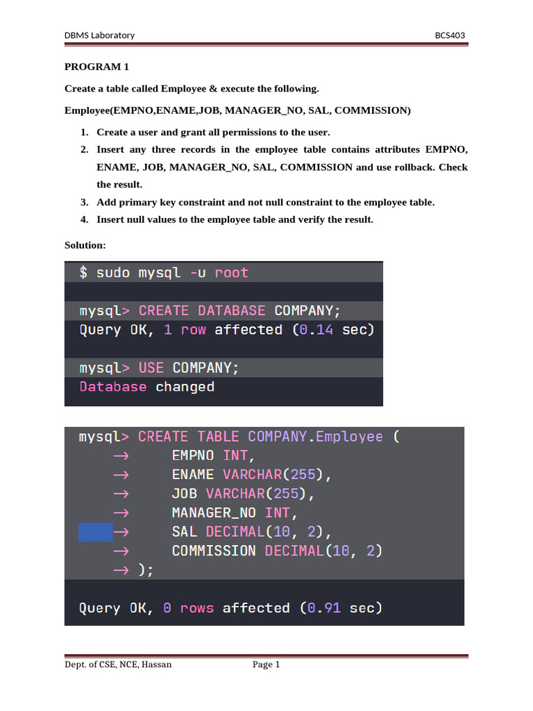 DBMS LAB MANUAL-2022 Scheme | PDF | Databases | Software Development