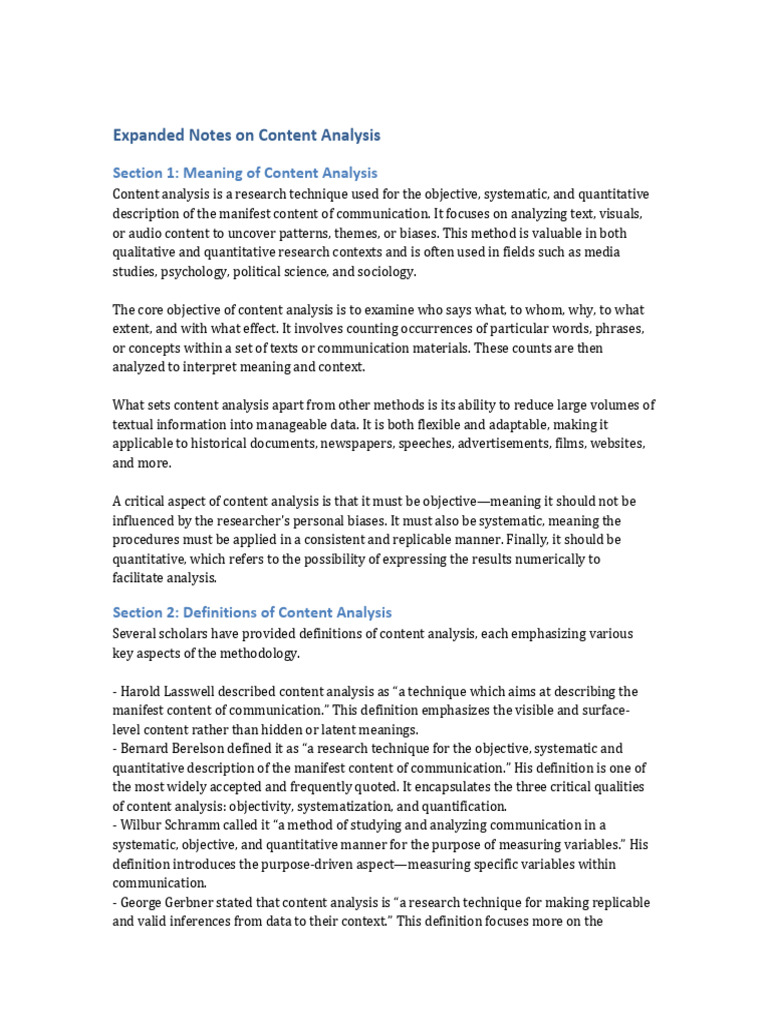 Overview of Content Analysis Methods | PDF | Methodology | Qualitative ...