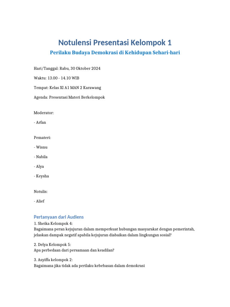 Notulensi Kelompok 1 Nailong | PDF