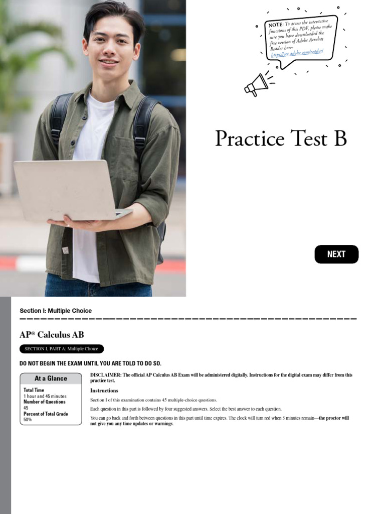 11E AP Calculus AB Practice Test B Landscaped Interactive Copy | PDF ...