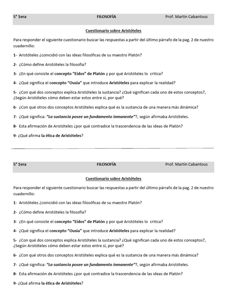 Cuest. Aristóteles | PDF
