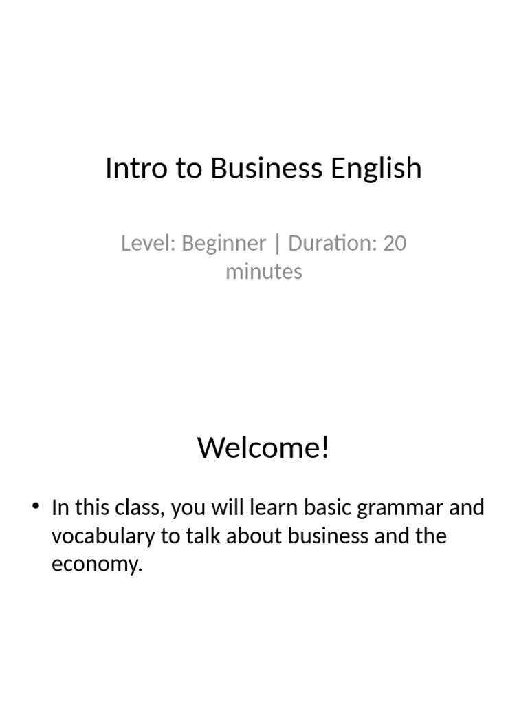Intro Business English Presentation | PDF