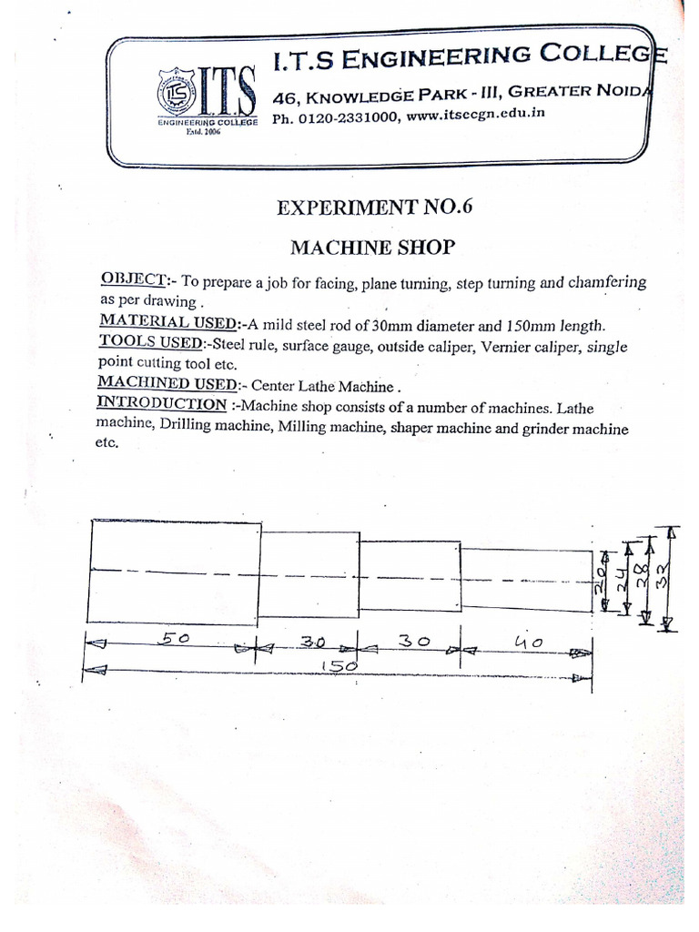 Exp. No. 2 Machine shop | PDF
