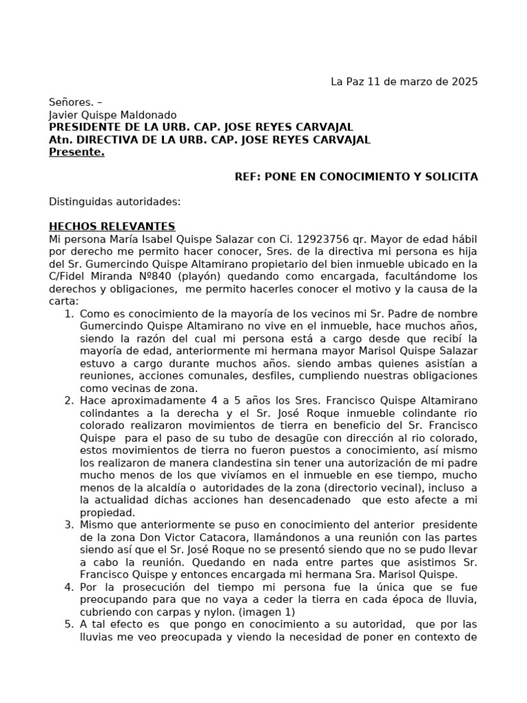 Carta Junta Vecinal | PDF