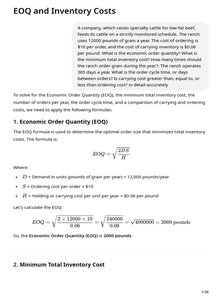 Numericals Operations Management Inventory and MRP | PDF | Management ...