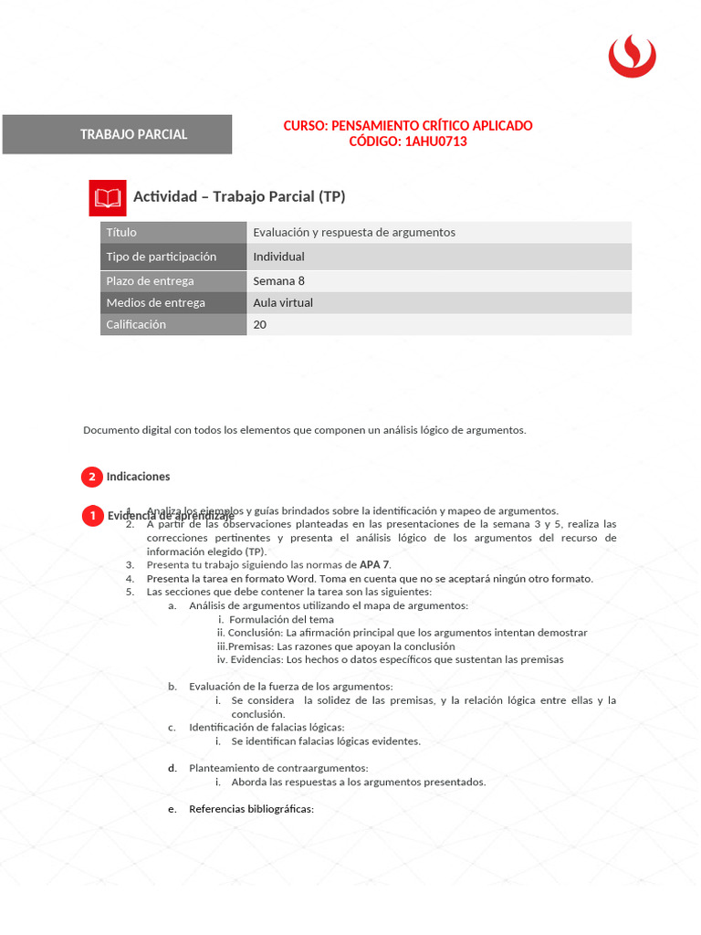 Formato Descargable para La Entrega de La Presentación 3 Del TP | PDF | Falacia | Pensamiento ...