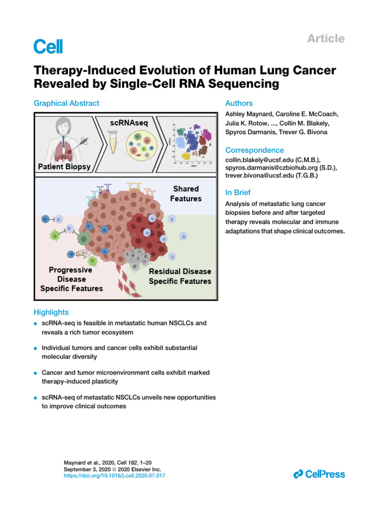 Therapy-Induced Evolution of Human Lung Cancer Revealed by Single-Cell ...