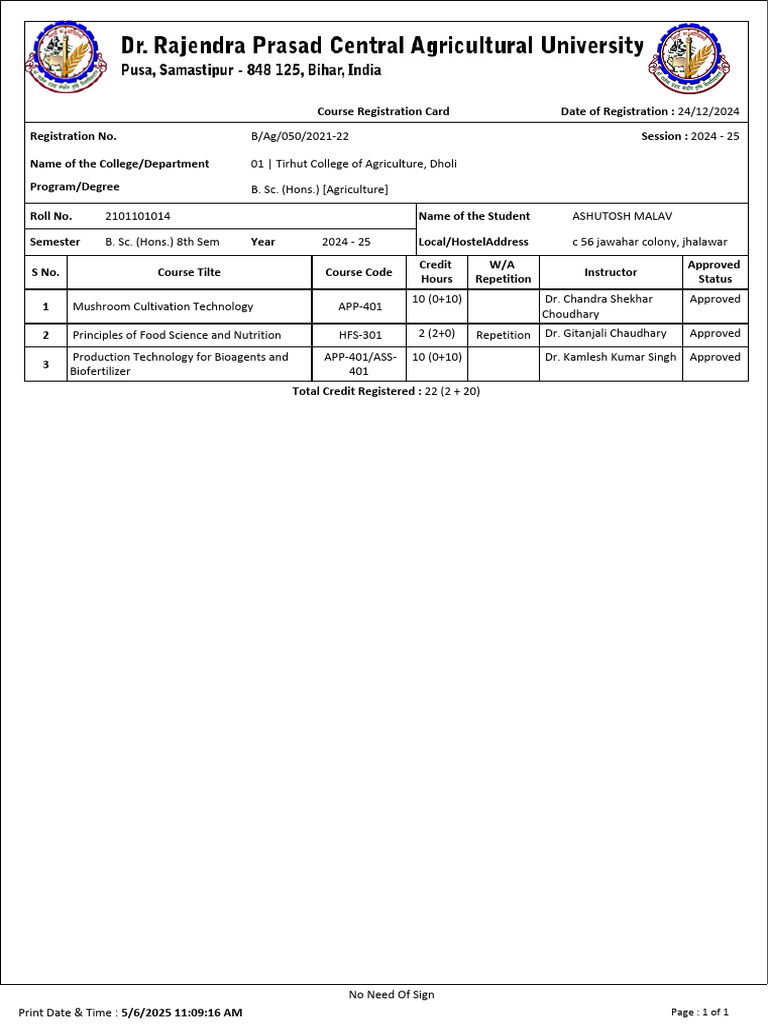 Registration Card | PDF