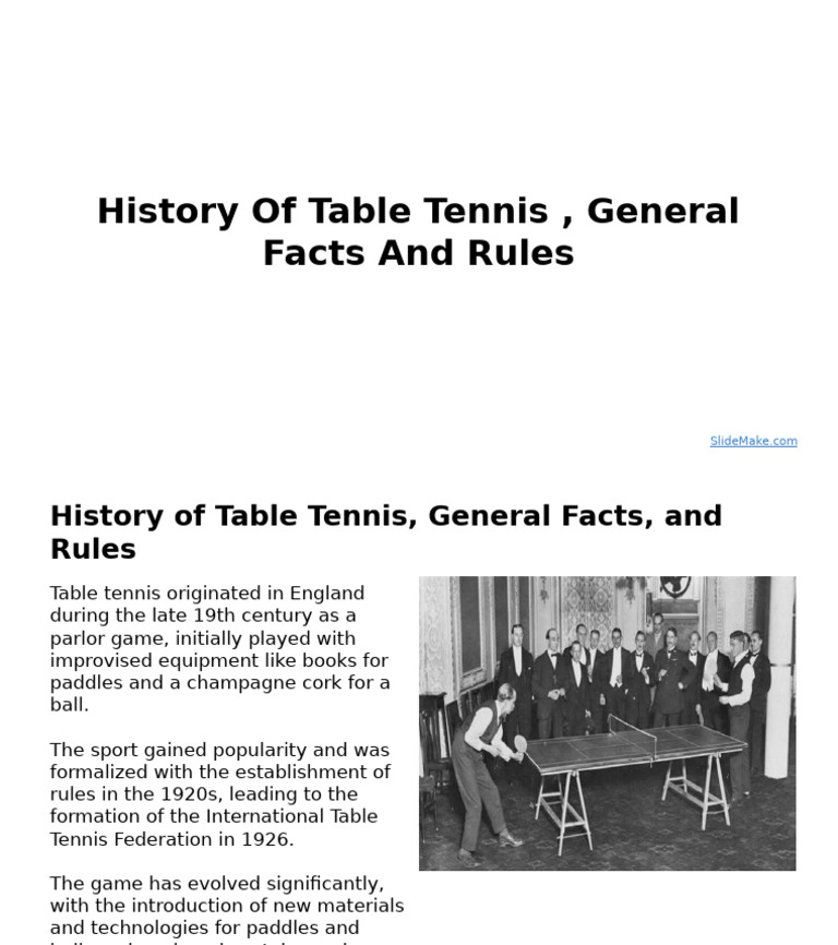 History of Table Tennis, General Facts and Rules | PDF