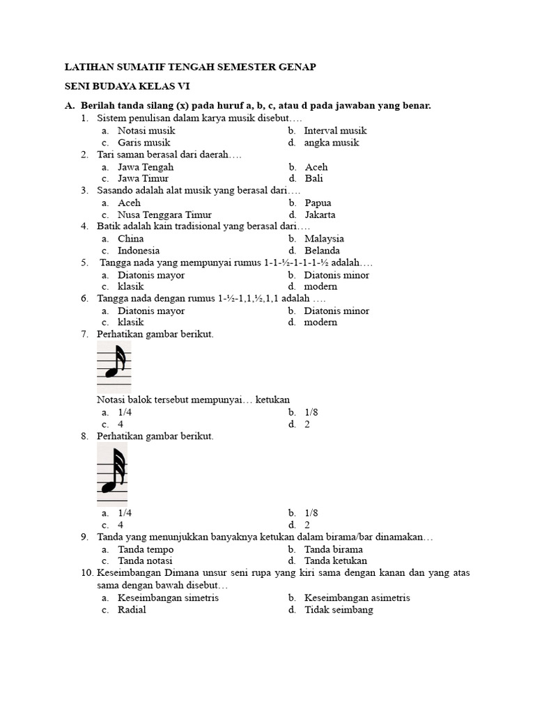 STS Seni Musik Kelas 6 Semester 2 | PDF