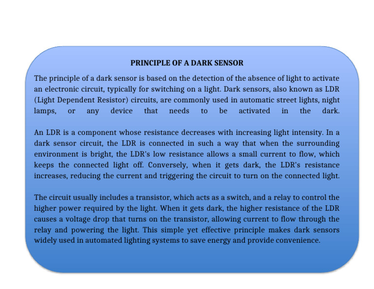 Dark Sensor Principle | PDF