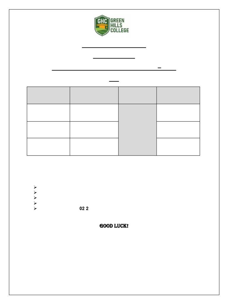 KG 1 Term 3 Exam Timetable 2024 - 2025 | PDF