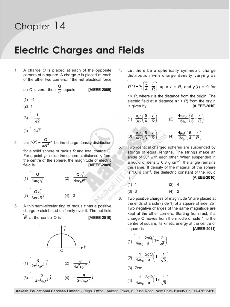 P - Ch-14 - Electric Charges and Fields | PDF | Electric Field | Physics